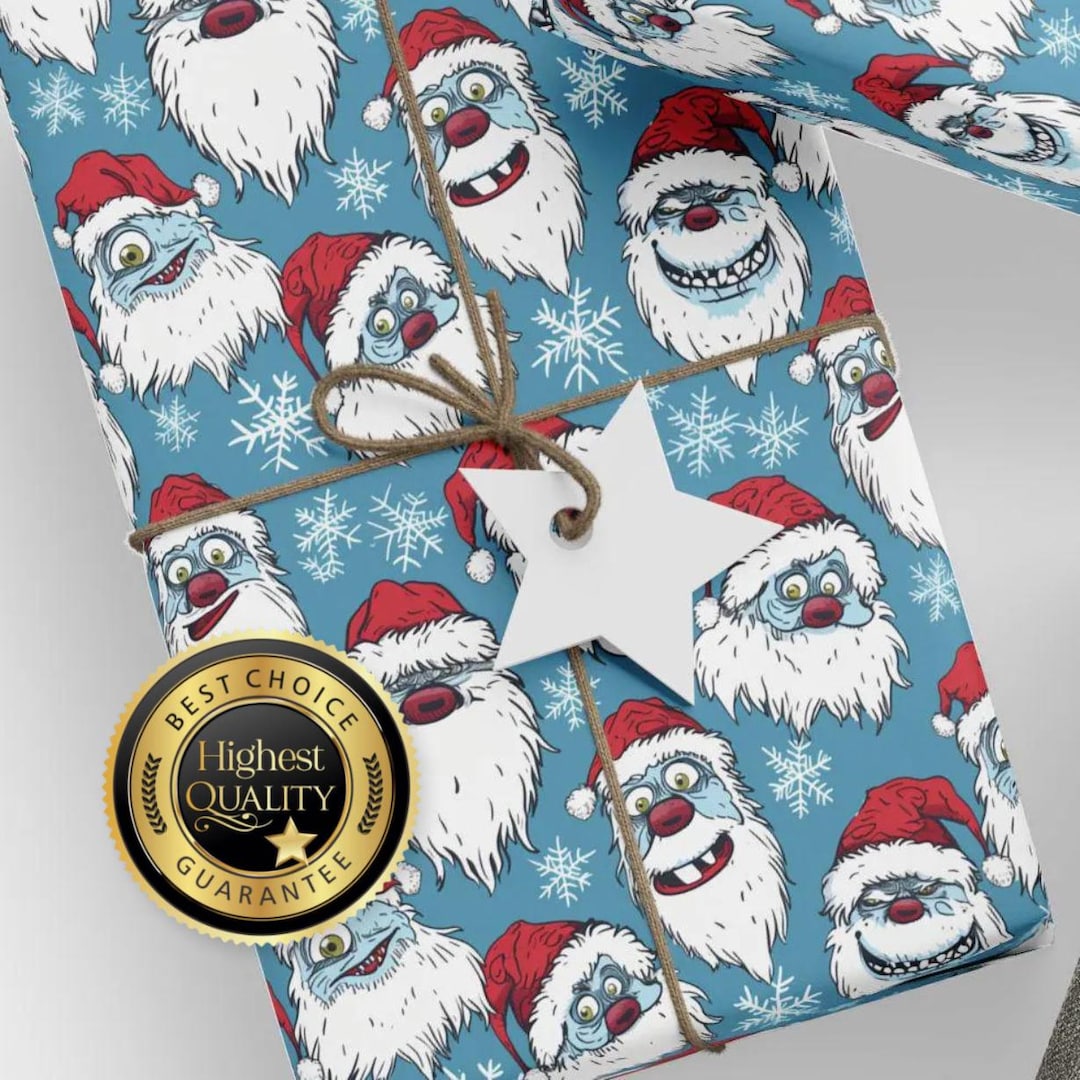 Abominable Snowman Wrapping Paper Cute Bigfoot Christmas Gift Wrap for ...