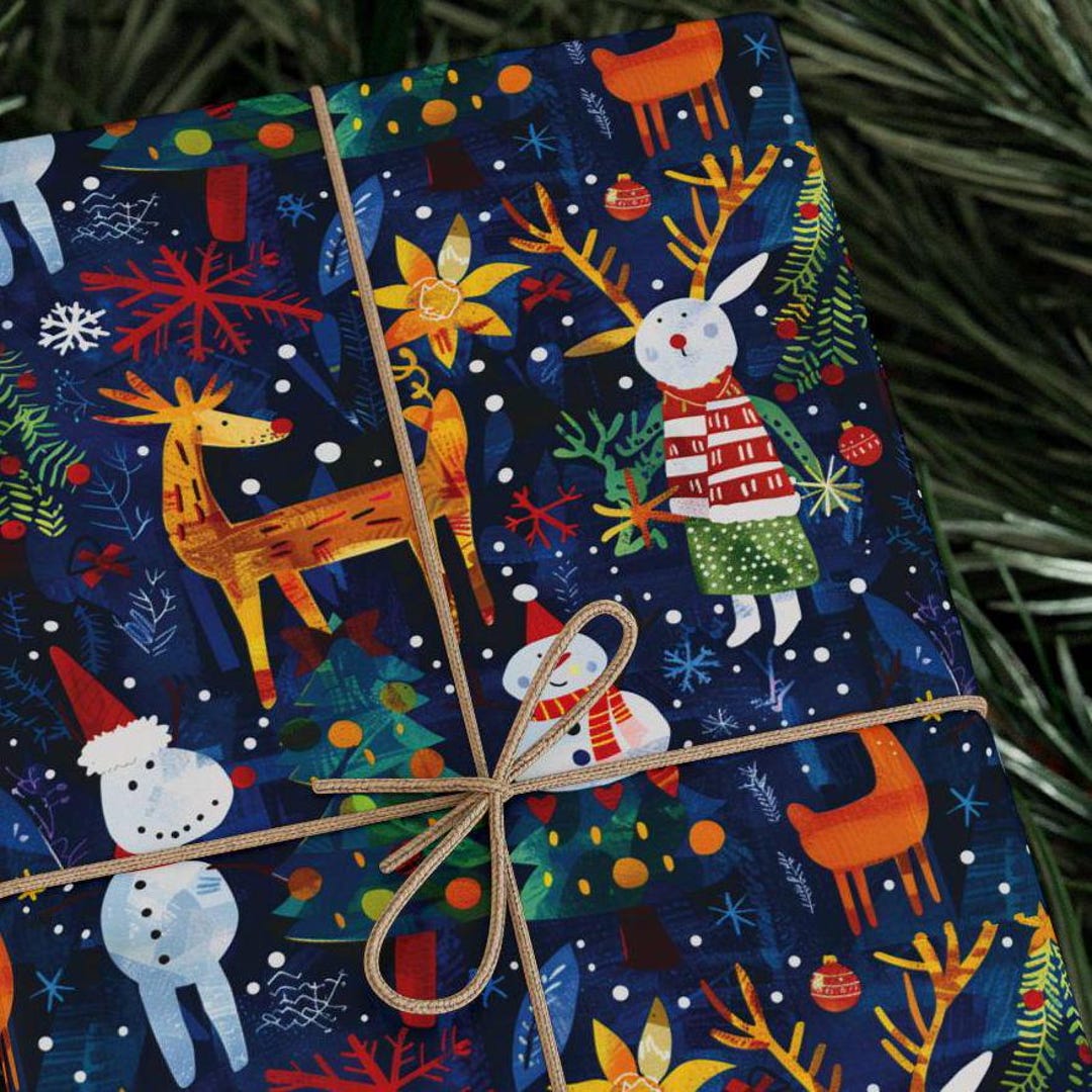 Christmas Wrapping Paper, Eric Carle Inspired Design, Gift Wrap for ...