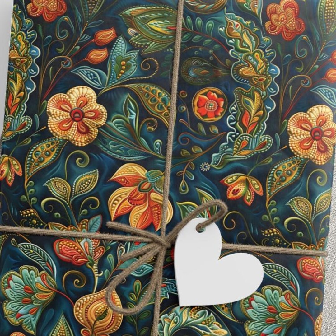Floral Wedding Gift Wrapping Paper Gift Wrapping Paper Faux Embroidered ...
