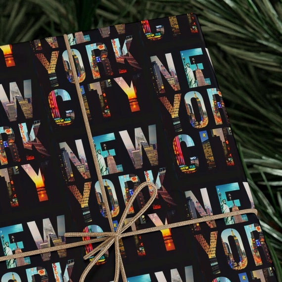 NYC Wrapping Paper New York City Skyline Gift Wrap Landmark Design on Black Background 6ft ROLL ONLY Etsy Canada