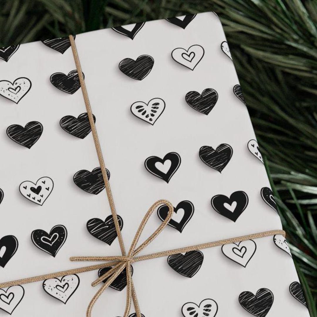 Love Romance Wrapping Paper Anniversary & Valentines Day Gift Wrap Hand ...