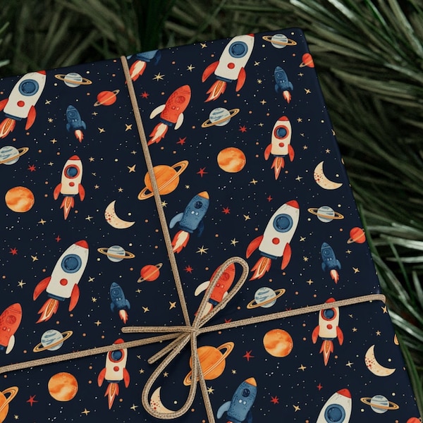 Space Ship Wrapping Paper - Etsy