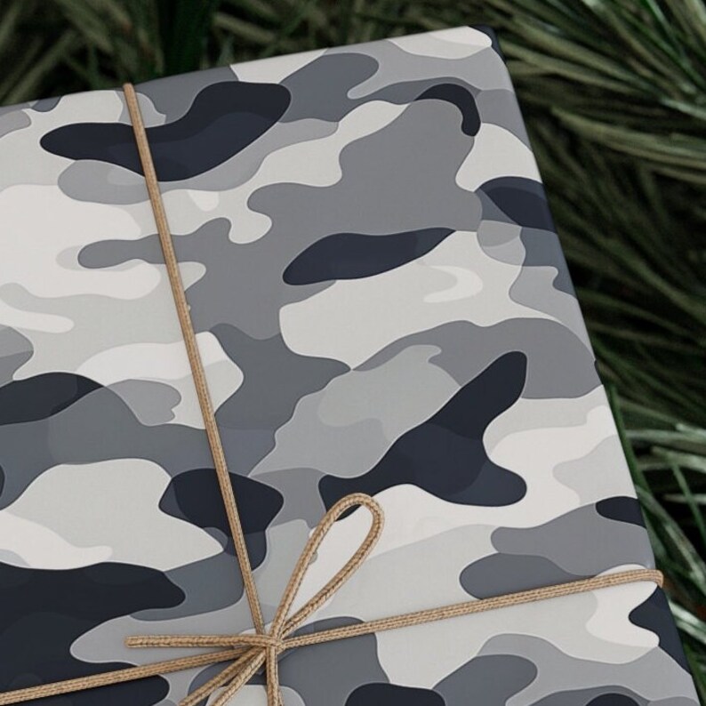 Gray Camo Wrapping Paper Sleek & Modern Camouflage Gift Wrap for ...