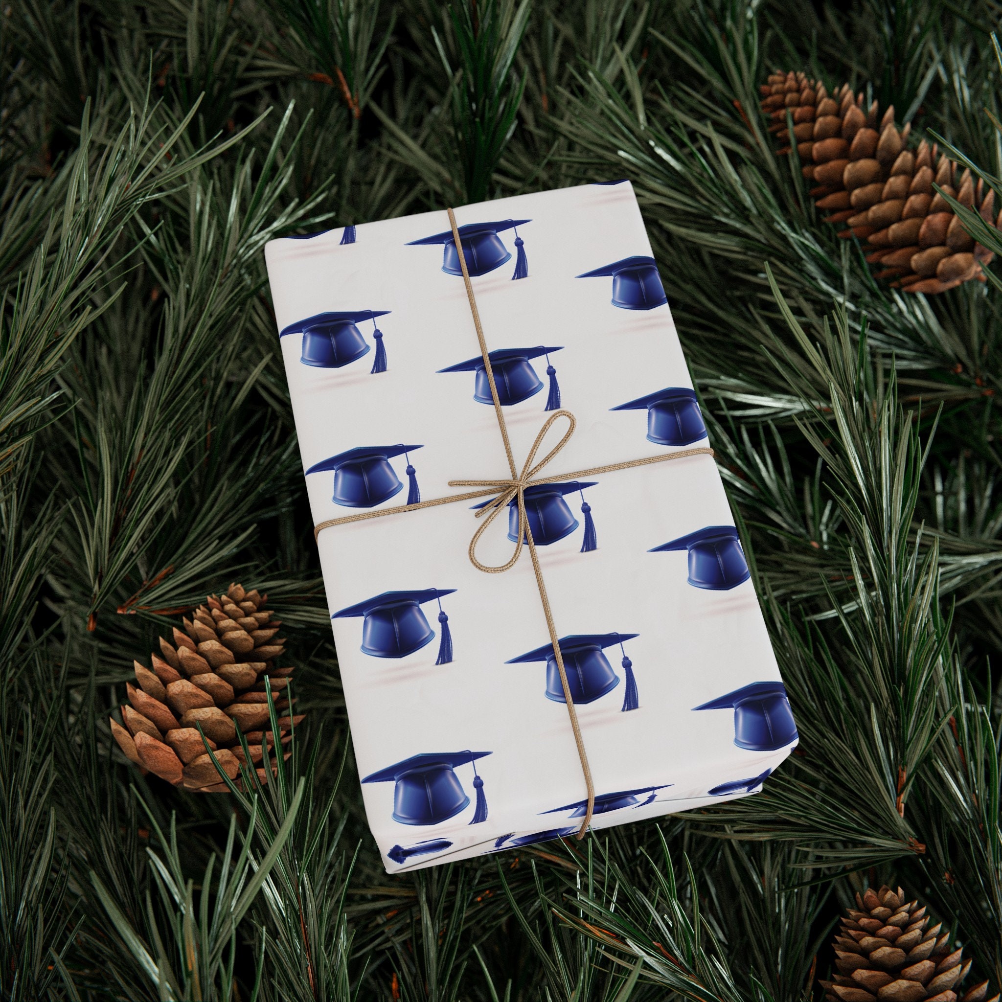 Blue Graduation Cap Wrapping Paper Gift Wrap for Graduating Seniors - Etsy