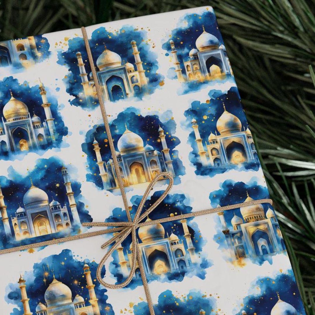 Eid Mubarak Wrapping Papers, Muslim Gift Wrap, Mosque Design, Ramadan ...