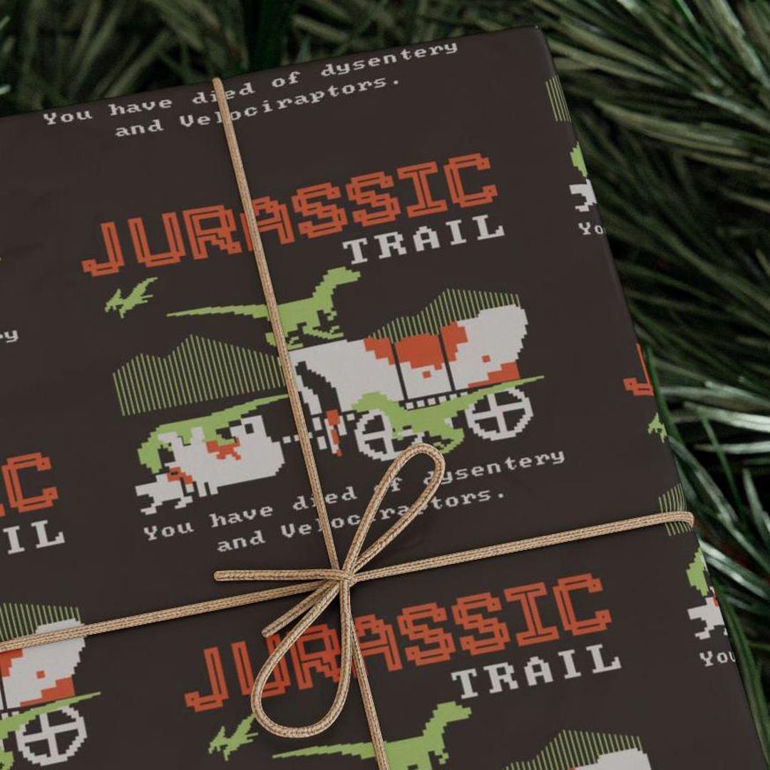 Jurassic Park Wrapping Paper Dinosaur Wrap Funny Gift Wrap Velociraptor ...