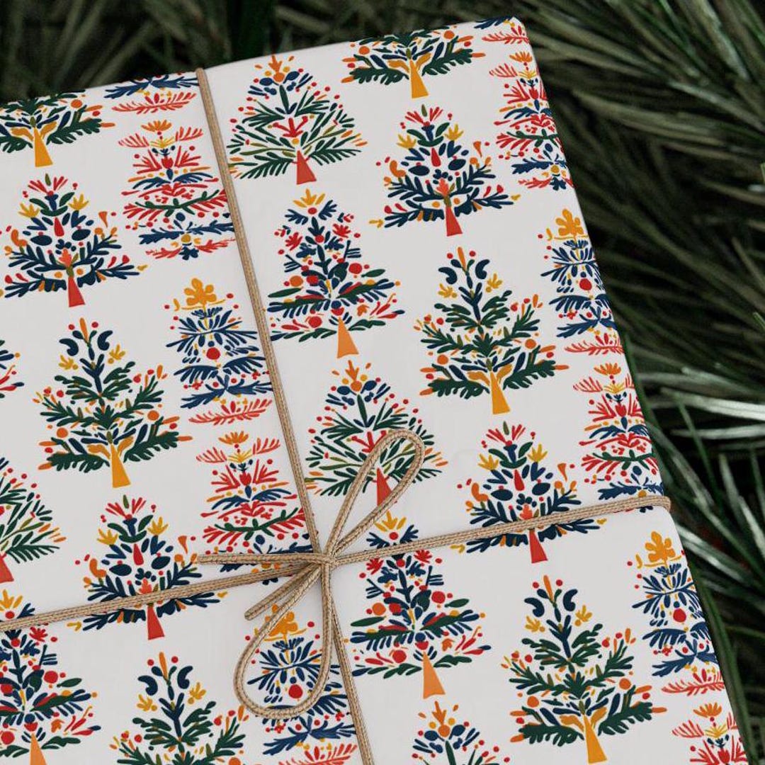 Otomi Christmas Wrapping Paper, Mexican Holiday Gift Wrap, Festive ...