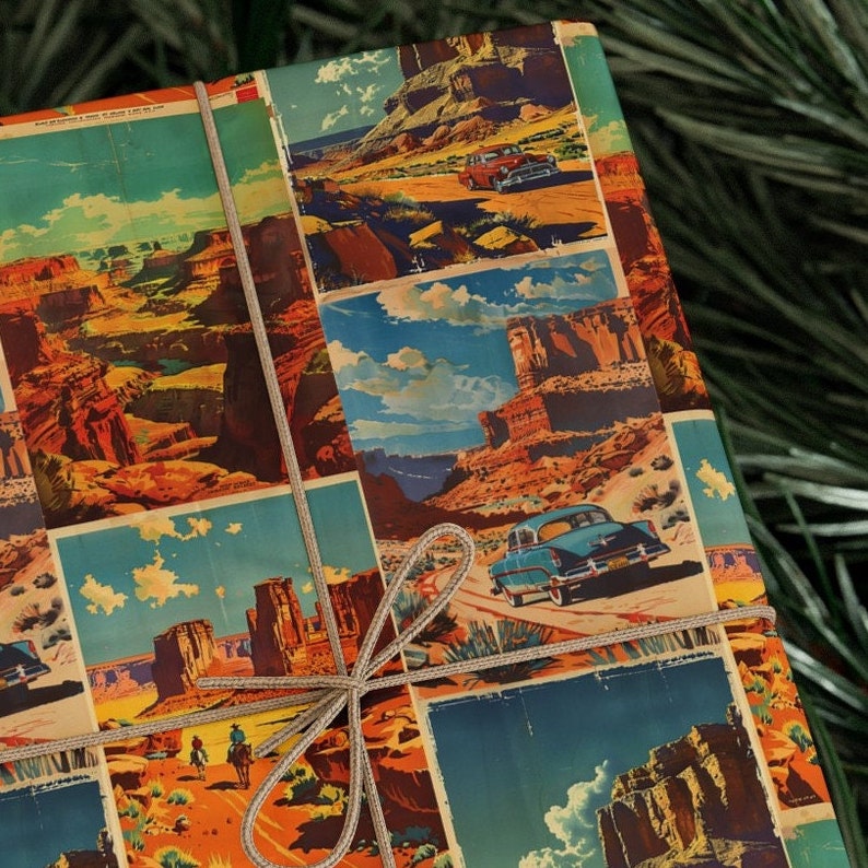 Desert Poster Gift Wrapping Paper Gift Wrap for Nostalgic, Throwback 50 ...