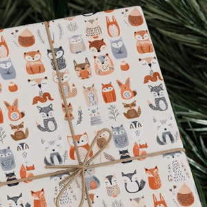 Cute Woodland Animal Wrapping Paper Adorable Illustrated Animals Gift ...