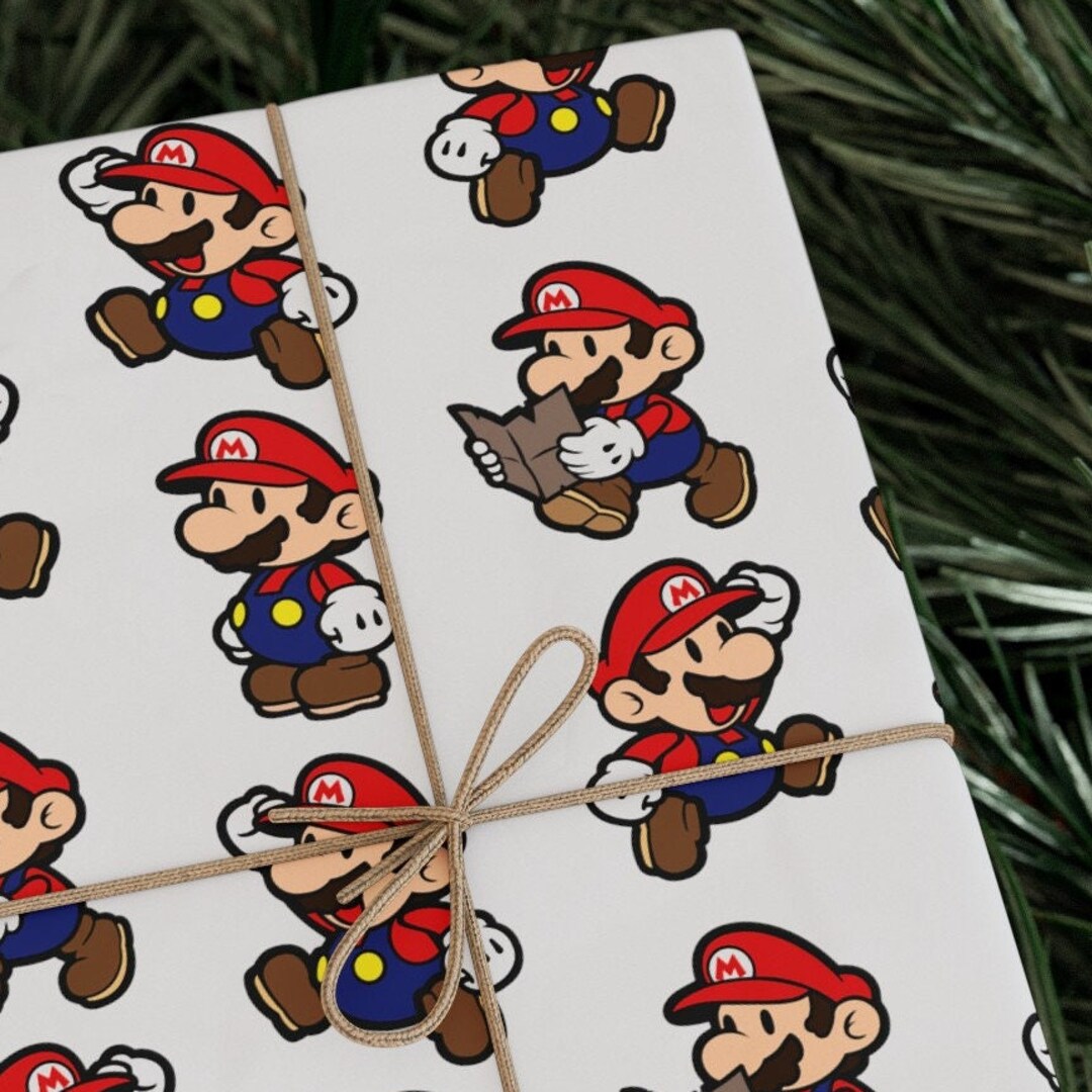 Paper Mario Wrapping Paper Oragami King Gift Wrap Super Mario and the ...