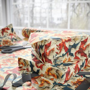 Origami Dragon Wrapping Paper Modern Giftwrap for Dragon Presents, for ...