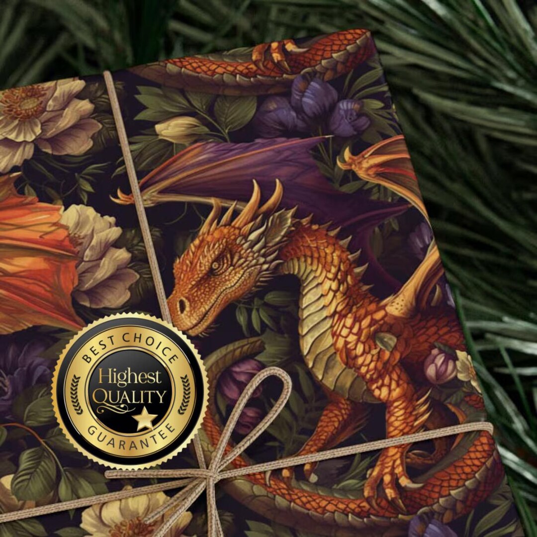 Fantasy Dragon Wrapping Paper Mythical Fantasy Wrapping Paper Magical ...