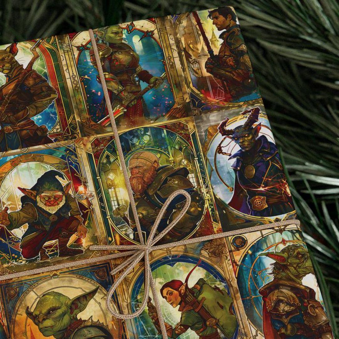 Dungeons & Dragons Wrapping Paper Dnd, Elf, Dwarf, Orc Themes for Magic ...