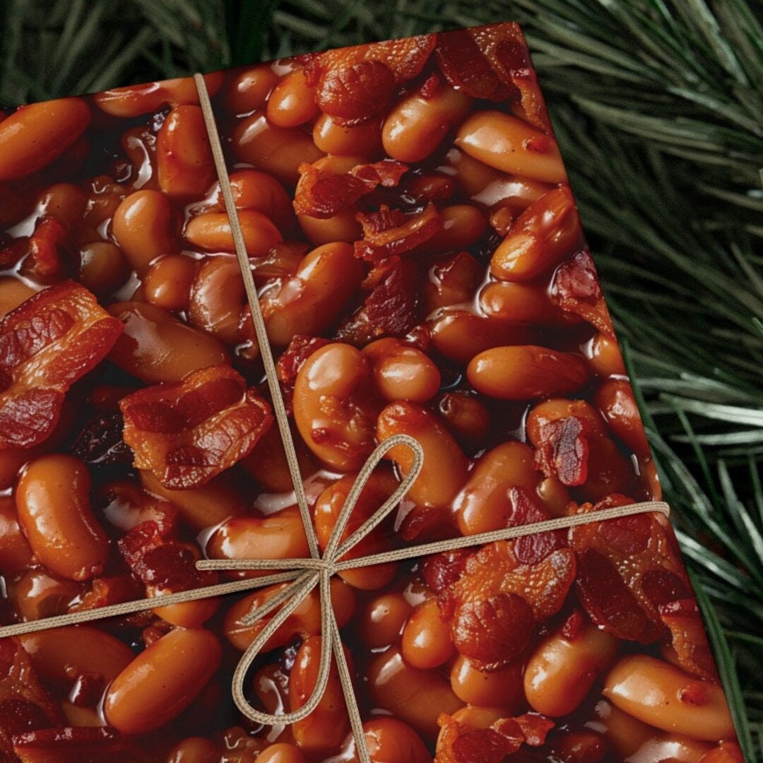 Bacon Baked Beans Wrapping Paper novelty Funny Gift Wrap for Food ...