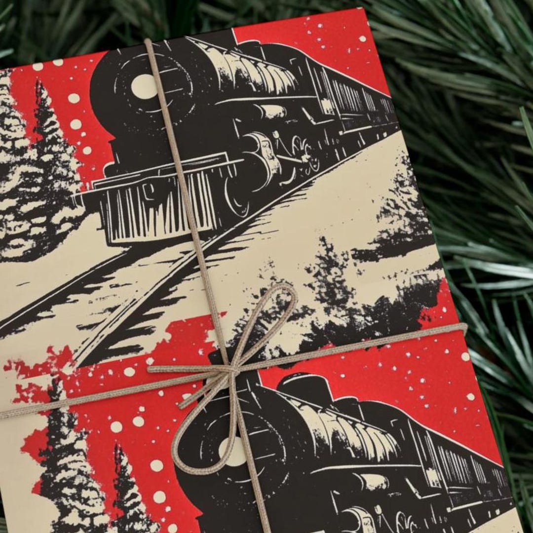 Polar Express Wrapping Paper, Vintage Christmas Train Gift Wrap Holiday ...