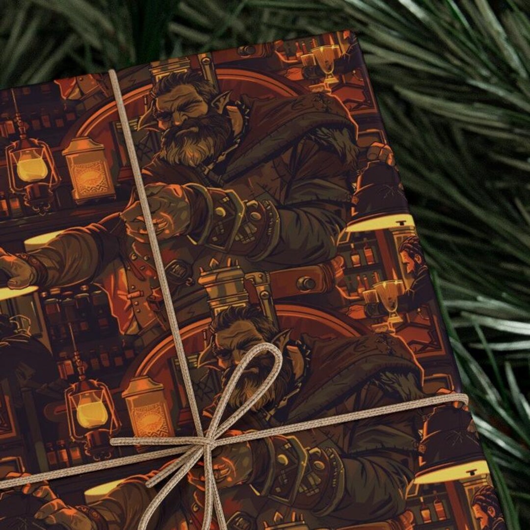 Dungeons & Dragons Gift Wrapping Paper Elven Barbarian at Tavern Gift ...