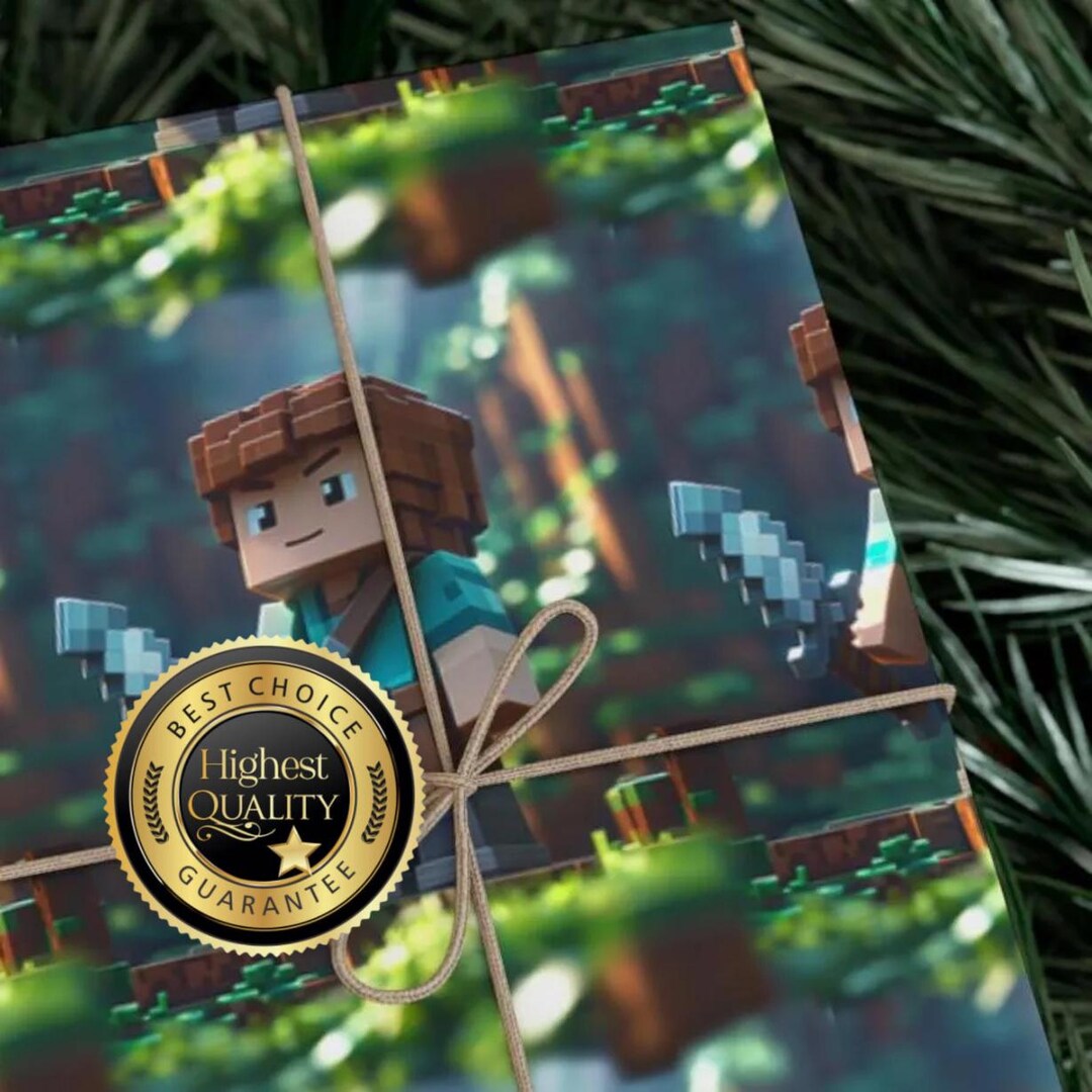 Minecraft Boy Birthday Wrapping Paper Minecraft Christmas Gift Wrap ...