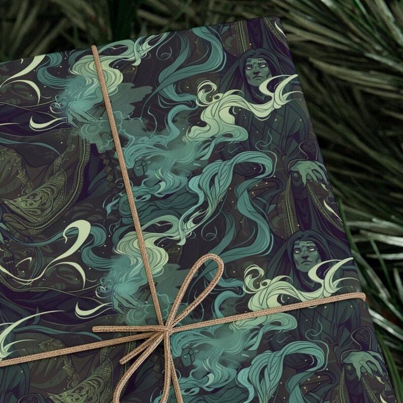 Dungeons Dragons Gift Wrapping Paper Drow Mage Casting Spells Gift Wrap ...