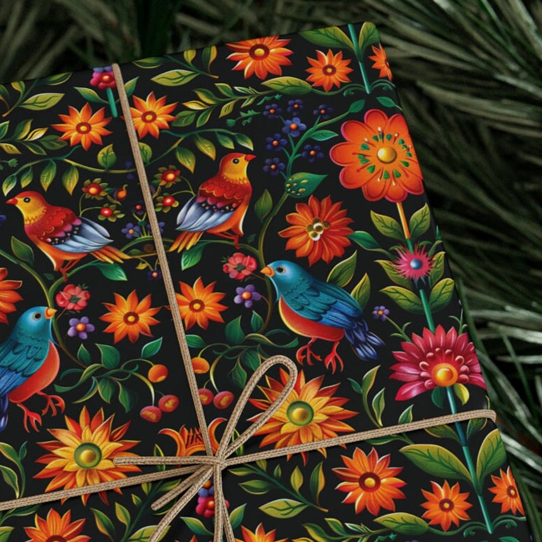 Vintage Mexican Folk Art Wrapping Paper Vibrant, Traditional Design ...