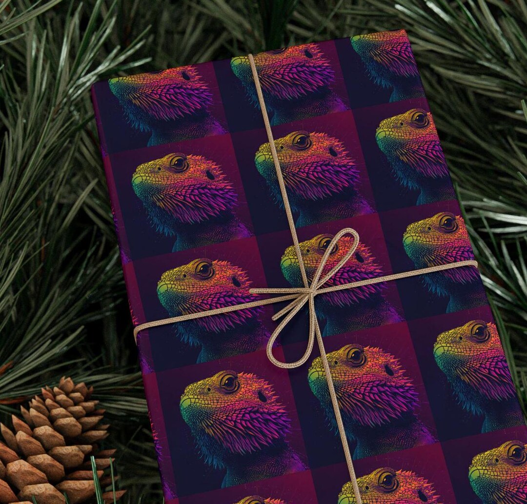 Bearded Dragon Wrapping Paper Reptile Lover Gift Wrap Animal Print ...