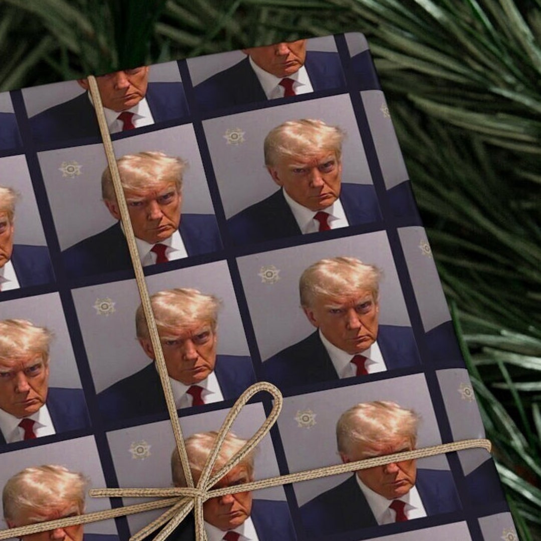 Trump Mugshot Gift Wrapping Paper Trump Birthday Gift Anti Trump Gift ...