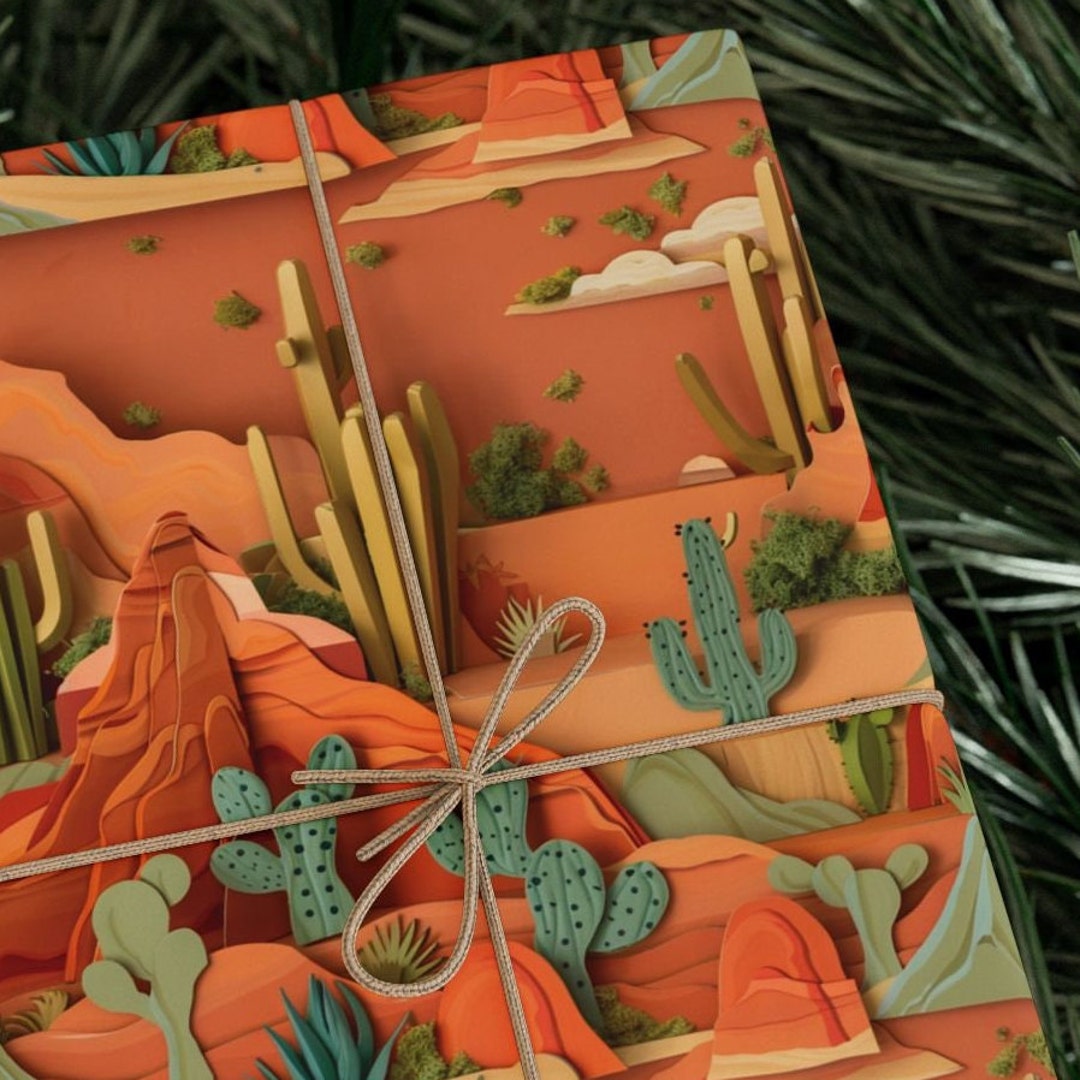 Western Desert Wrapping Paper Cactus Wrapping Origami Desert Wrapping ...