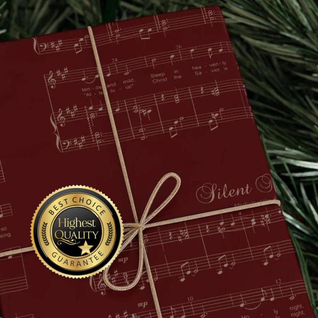 SILENT NIGHT Wrapping Paper Green and Red Christmas Music Wrapping ...