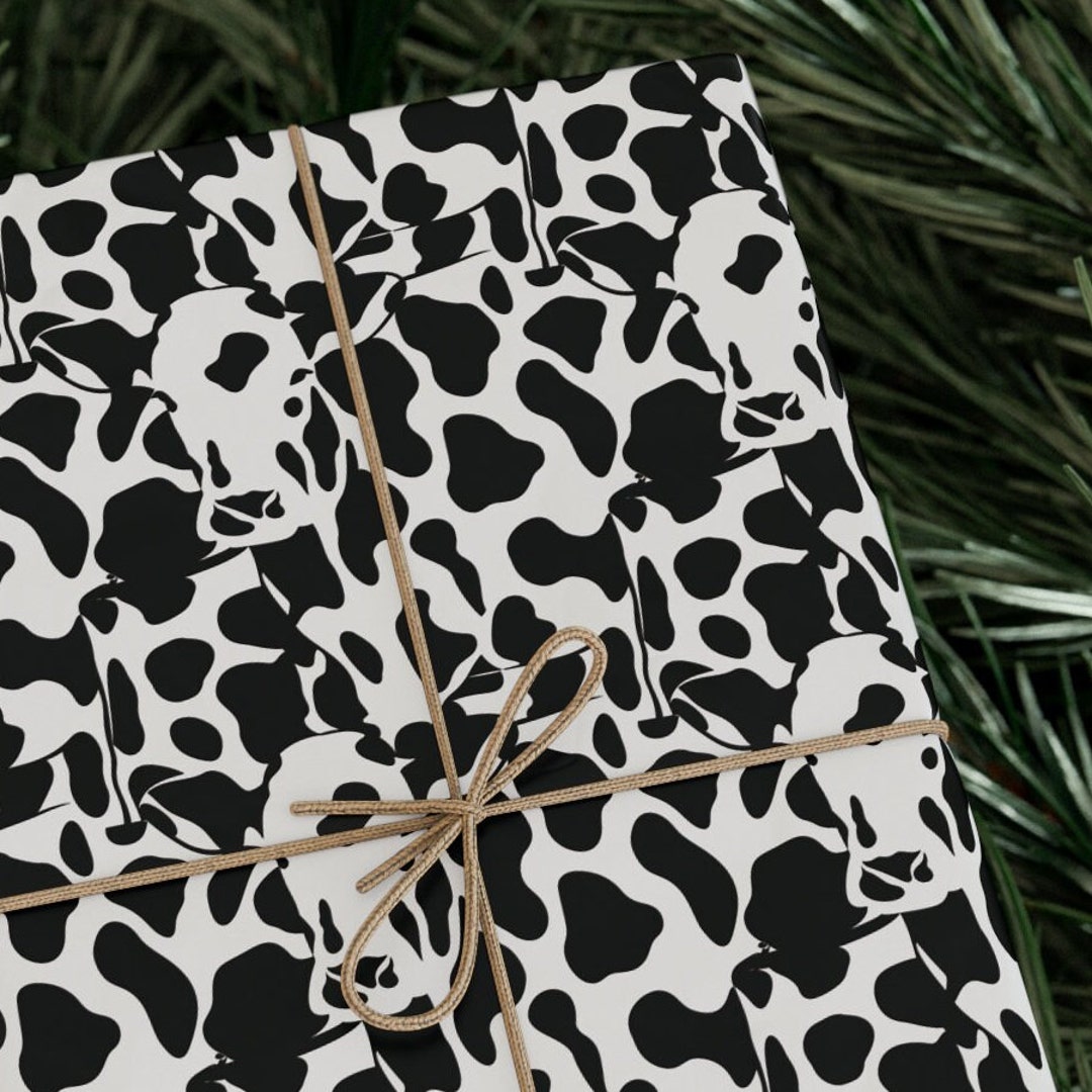 Cow Print Wrapping Paper Black & White Farm Gift Wrap for All Occasions ...