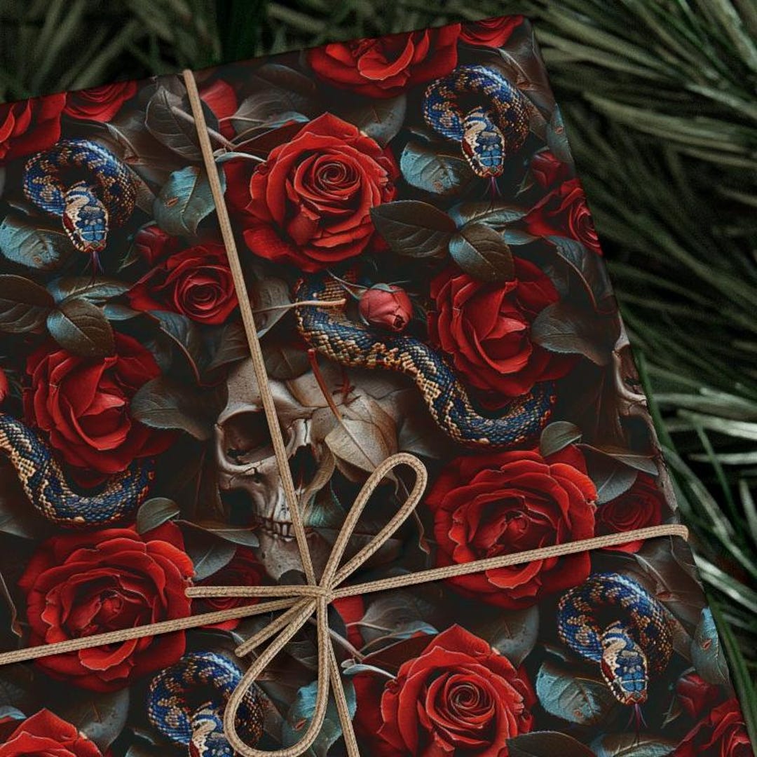 Goth Wrapping Paper Snake Skull Gothic Wrapping Paper for Lovers of All ...