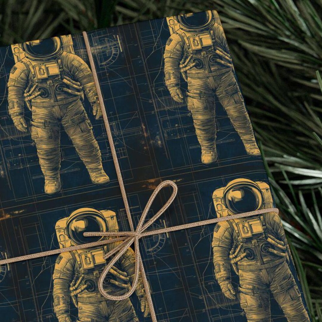 Space Gift Wrap, Interstellar Wrapping Paper, Astronaut Planet Stars ...