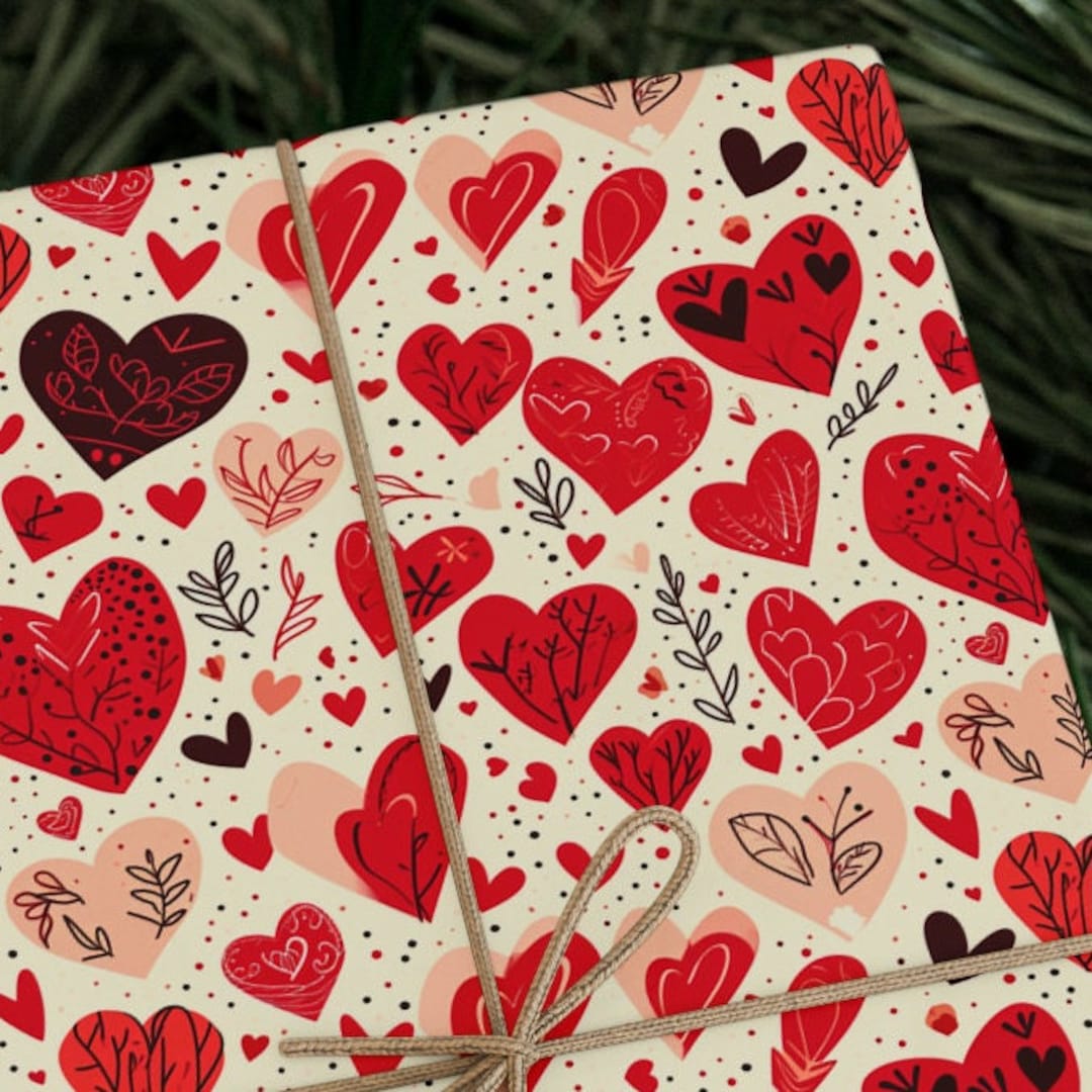Love Gift Wrapping Paper, Hearts Wrapping Paper Romantic Fun Premium ...