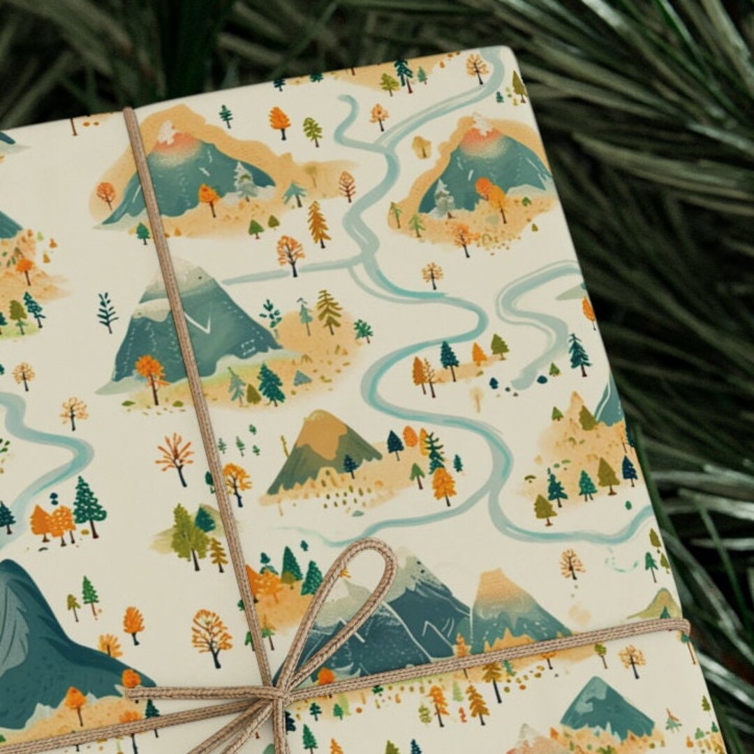 Hiker Gift Wrapping Paper Hiking Gift Wrap Artistic Outdoor Theme Gift ...