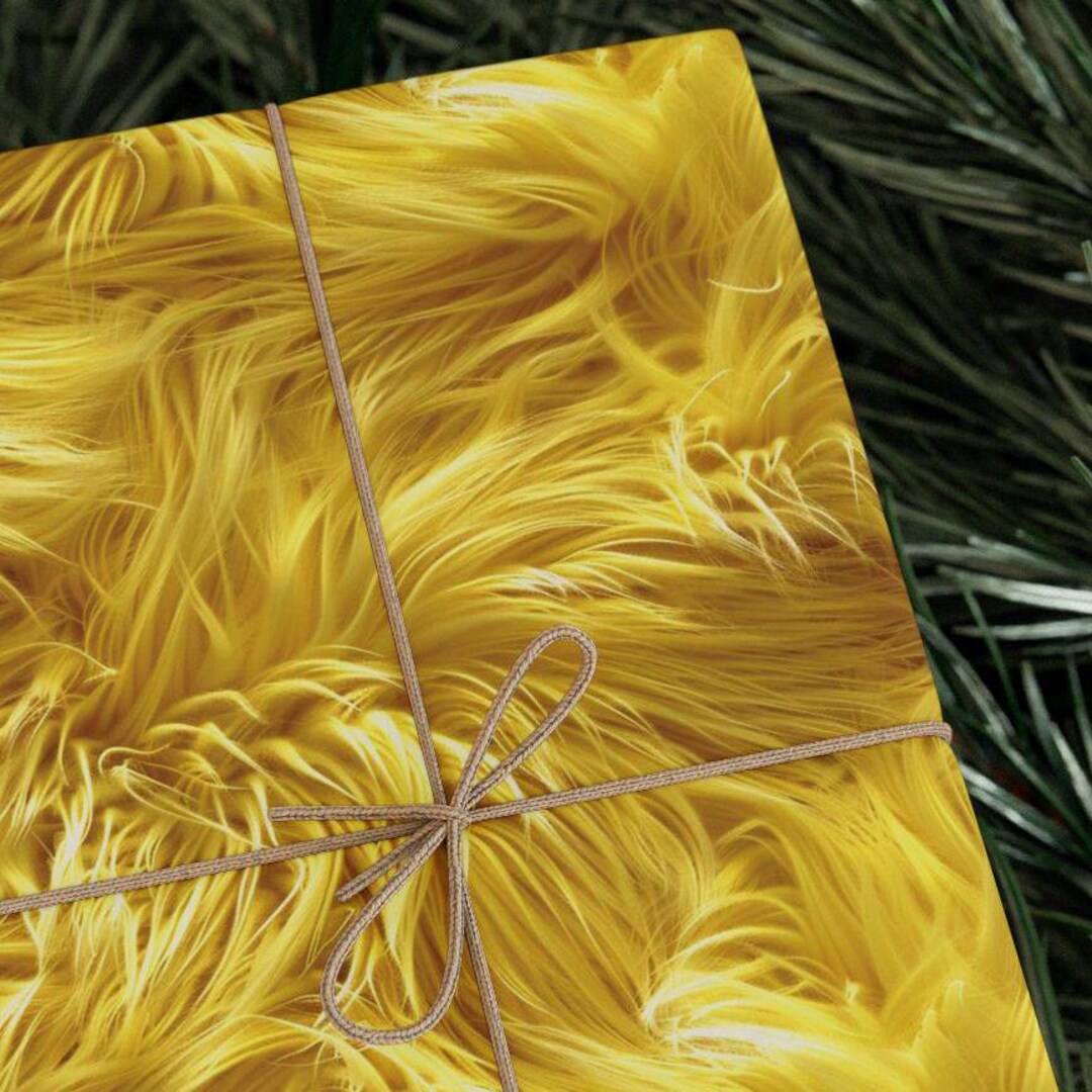 Yellow Furry Wrapping Paper Yellow Fur Gift Wrap for Birthday and ...