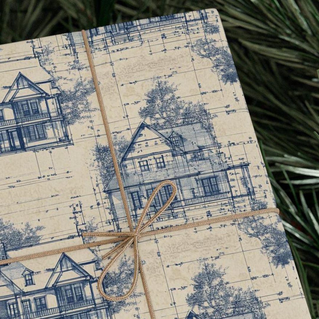 Wrapping Papers - Blueprint Construction Gift Wrap for Construction ...