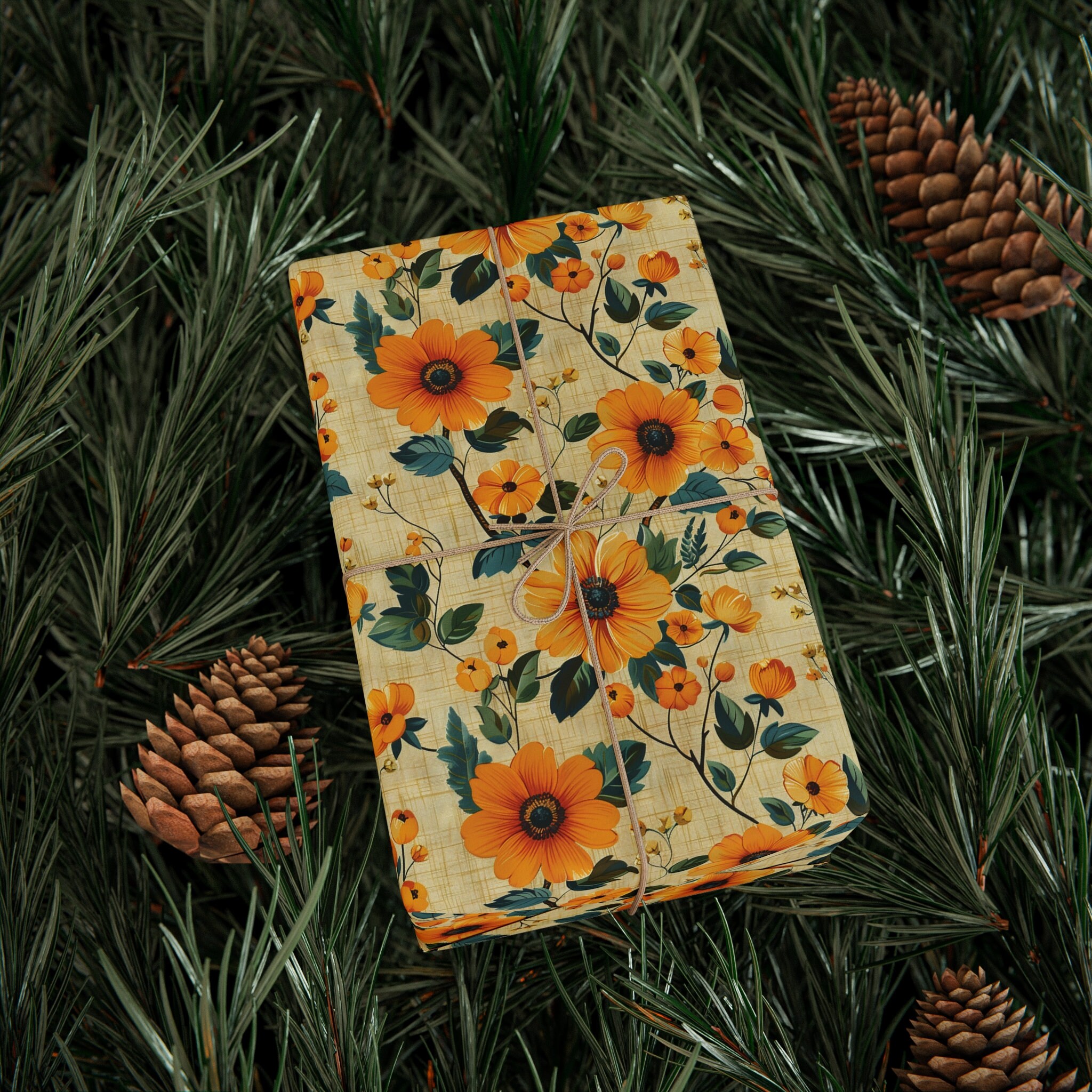 Antique Yellow Flowers Wrapping Paper Designer Gift Wrap Vintage Floral ...