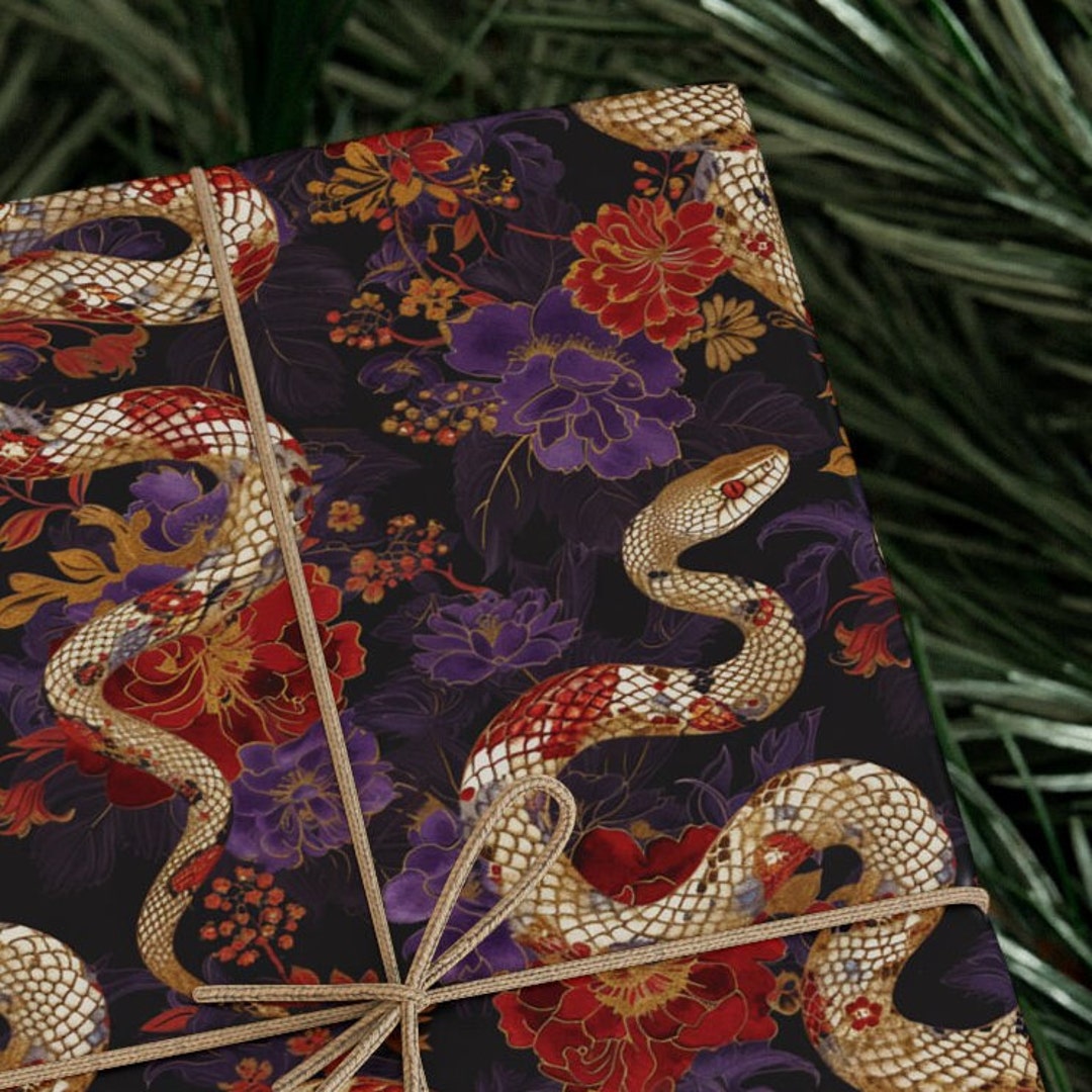 Snakes & Roses Wrapping Paper Unique Fantasy Gift Wrap for Birthdays ...