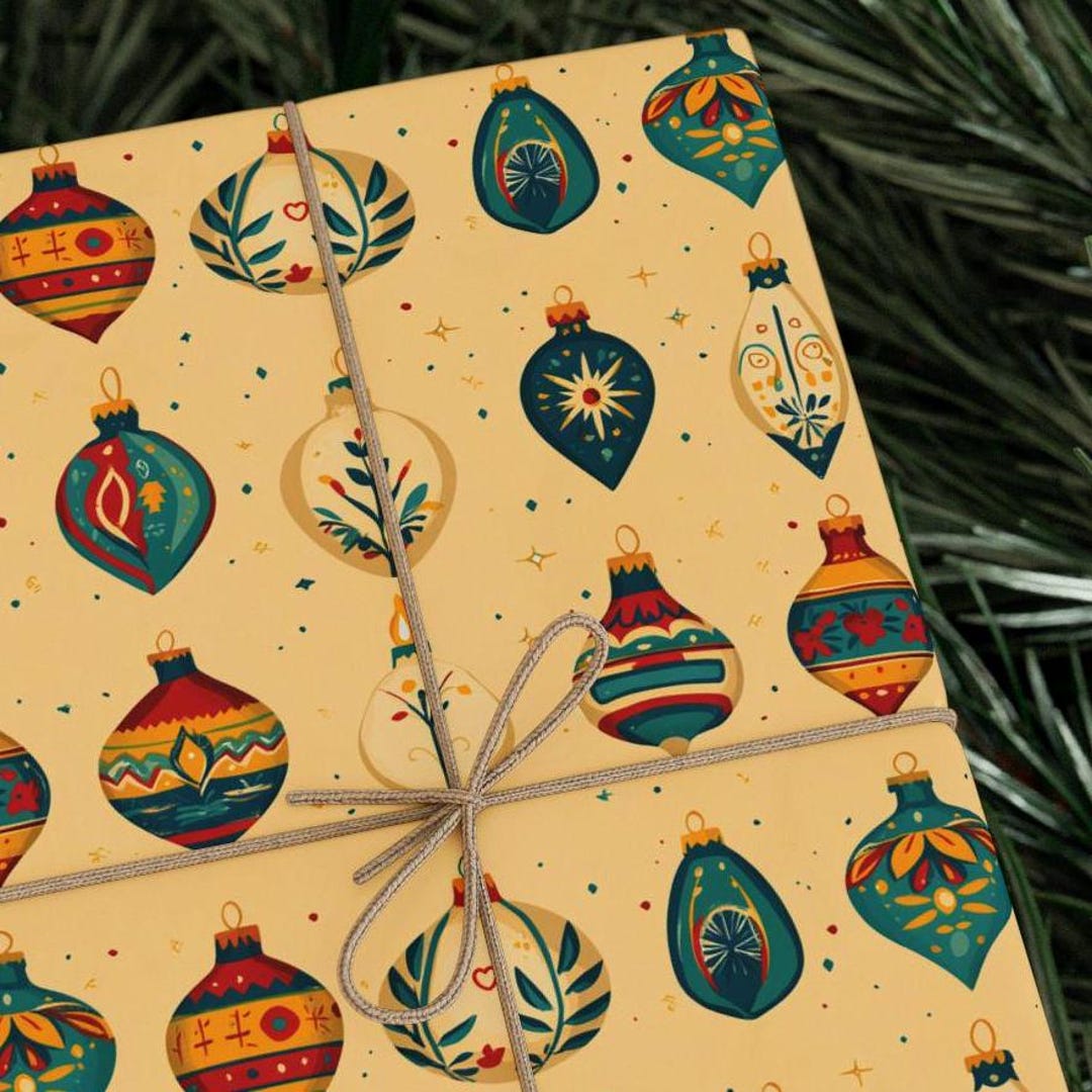 Christmas Ornament Wrapping Paper, Mexican Christmas Wrap, Latino ...