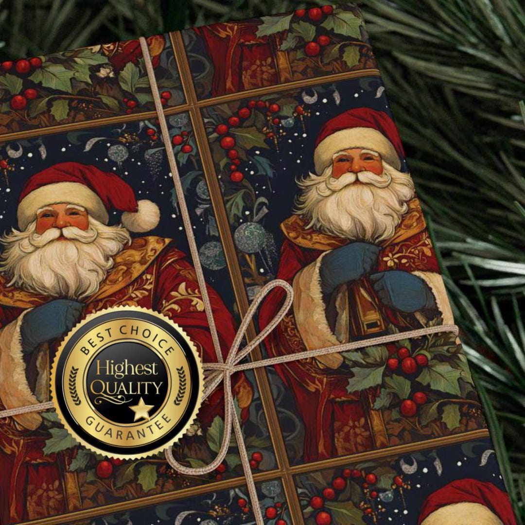 Christmas Santa Wrapping Paper, Santa Gift Wrap for Festive Holidays ...