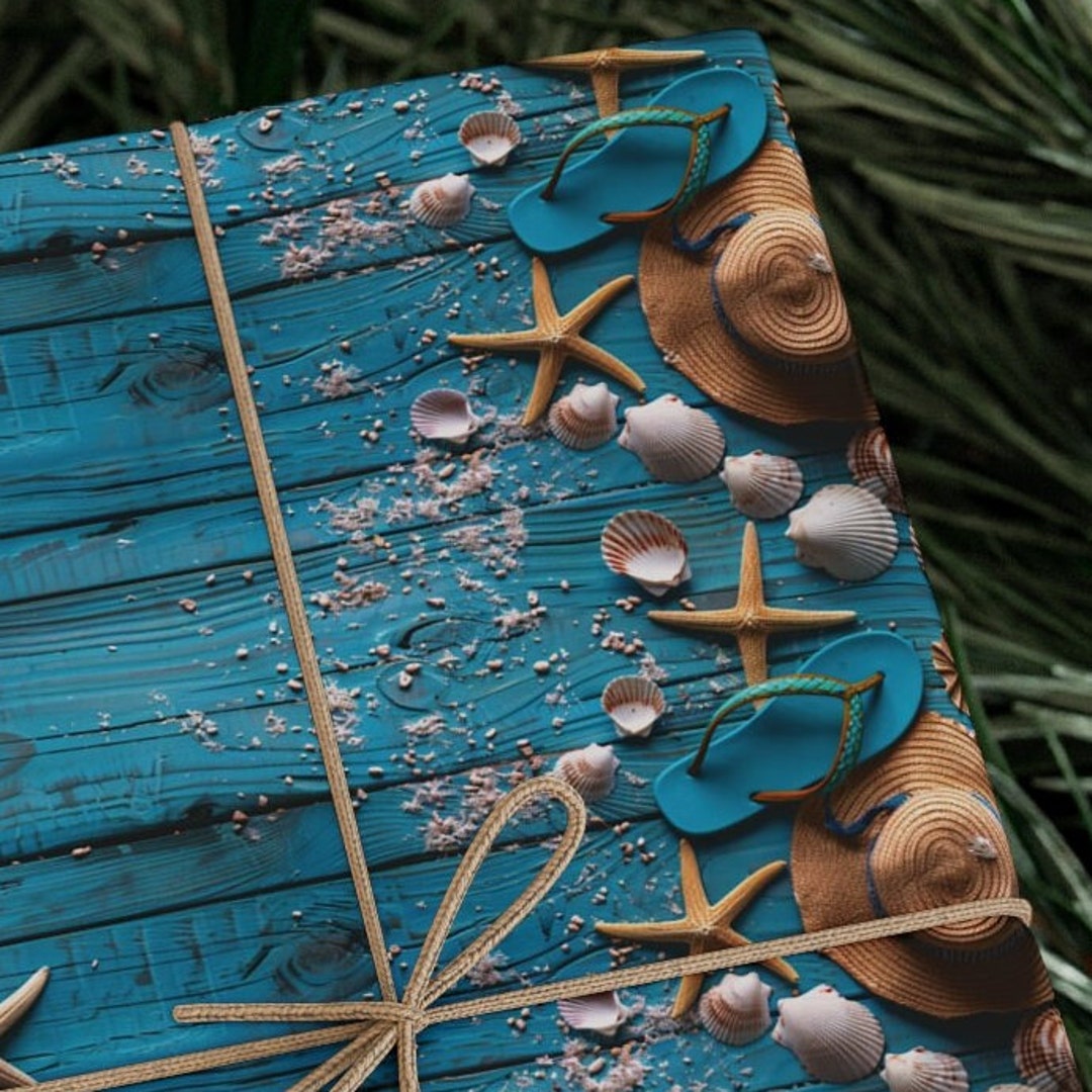 Beach & Sea Shell Wrapping Paper - Nautical Themed Seashell Gift Wrap ...