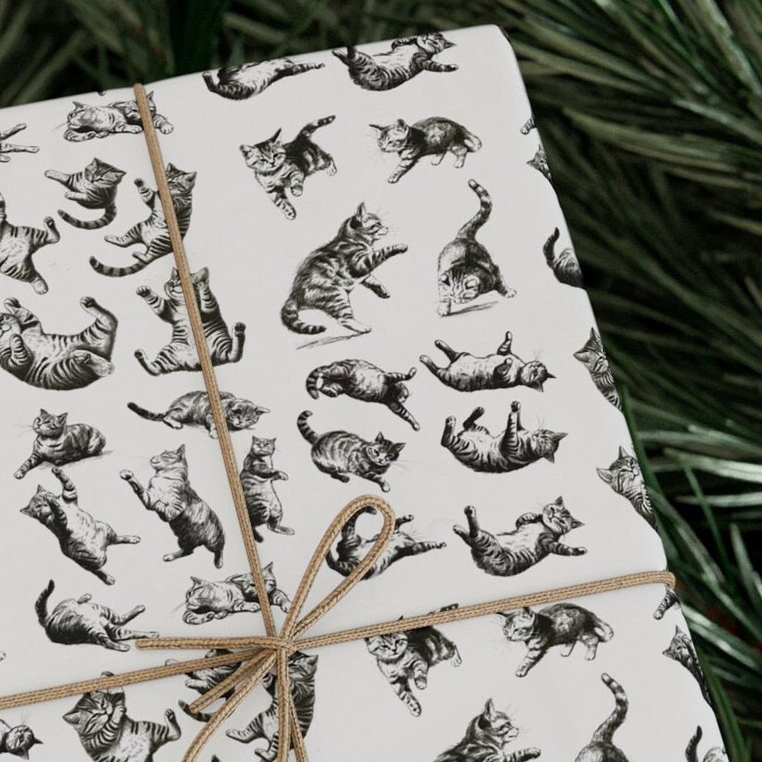 Playful Kittens Wrapping Paper Cat Wrapping Paper Animal Gift Wrap Cute ...