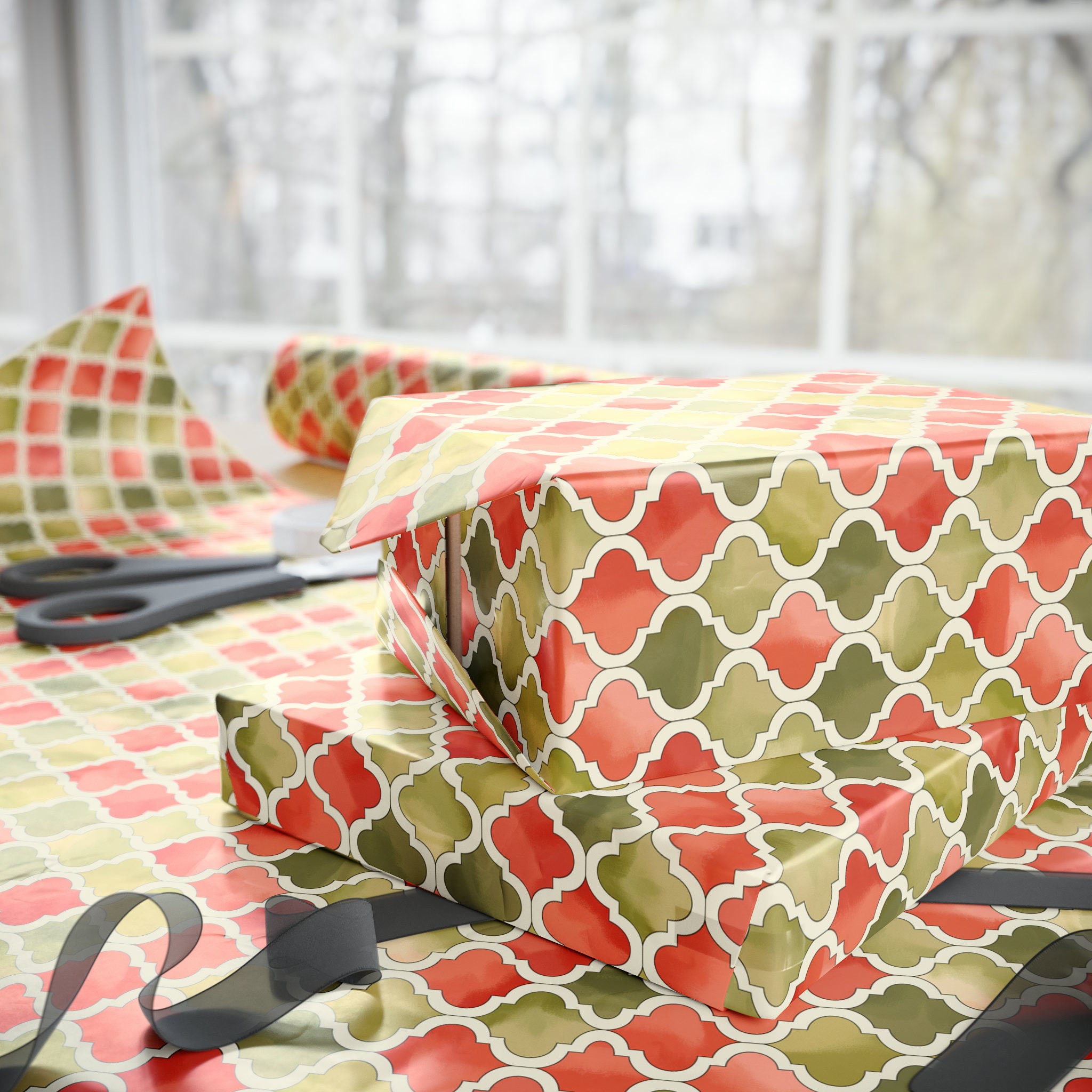 Moroccan Tile Wrapping Paper Designer Gift Wrap Elegant Patterned Gift ...