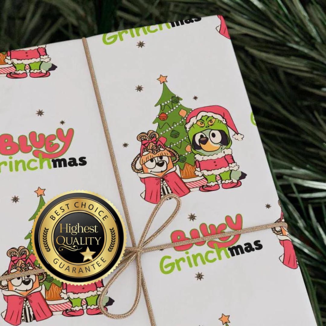 Bluey Christmas Wrapping Paper Bluey Holiday Wrapping Paperping Grinch ...