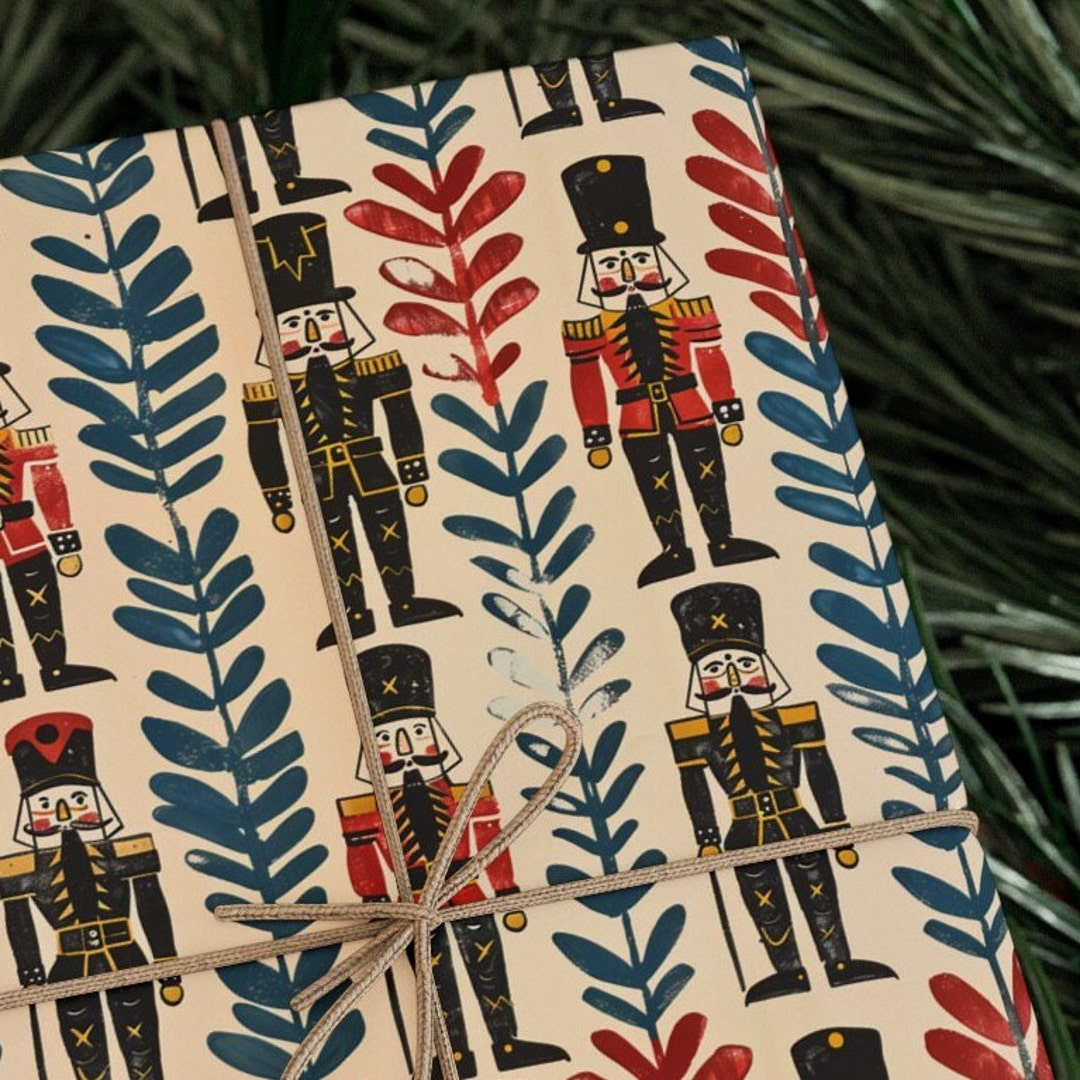 Christmas Wrapping Paper Winter Gift Wrap Holiday Gift Wrap Vintage Ink ...