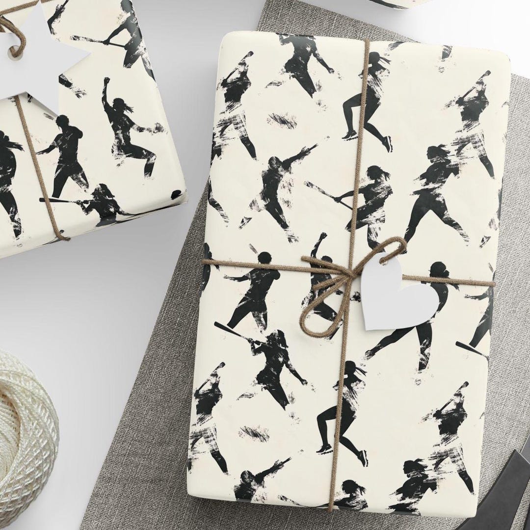 Women's Softball Wrapping Paper Softball Team Gift Wrap, Sporty ...