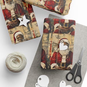 Black Santa Gift Wrap African American Christmas Wrapping Paper Trendy ...