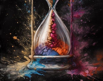Enchanted Hourglass - Watercolor Painting as AI Art, Downloadable - JPG ...