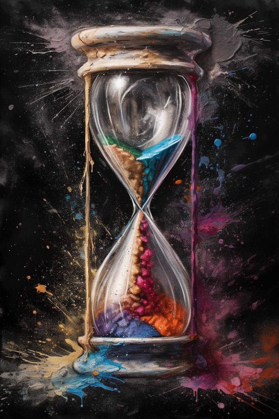 Enchanted Hourglass - Watercolor Painting as AI Art, Downloadable - JPG ...