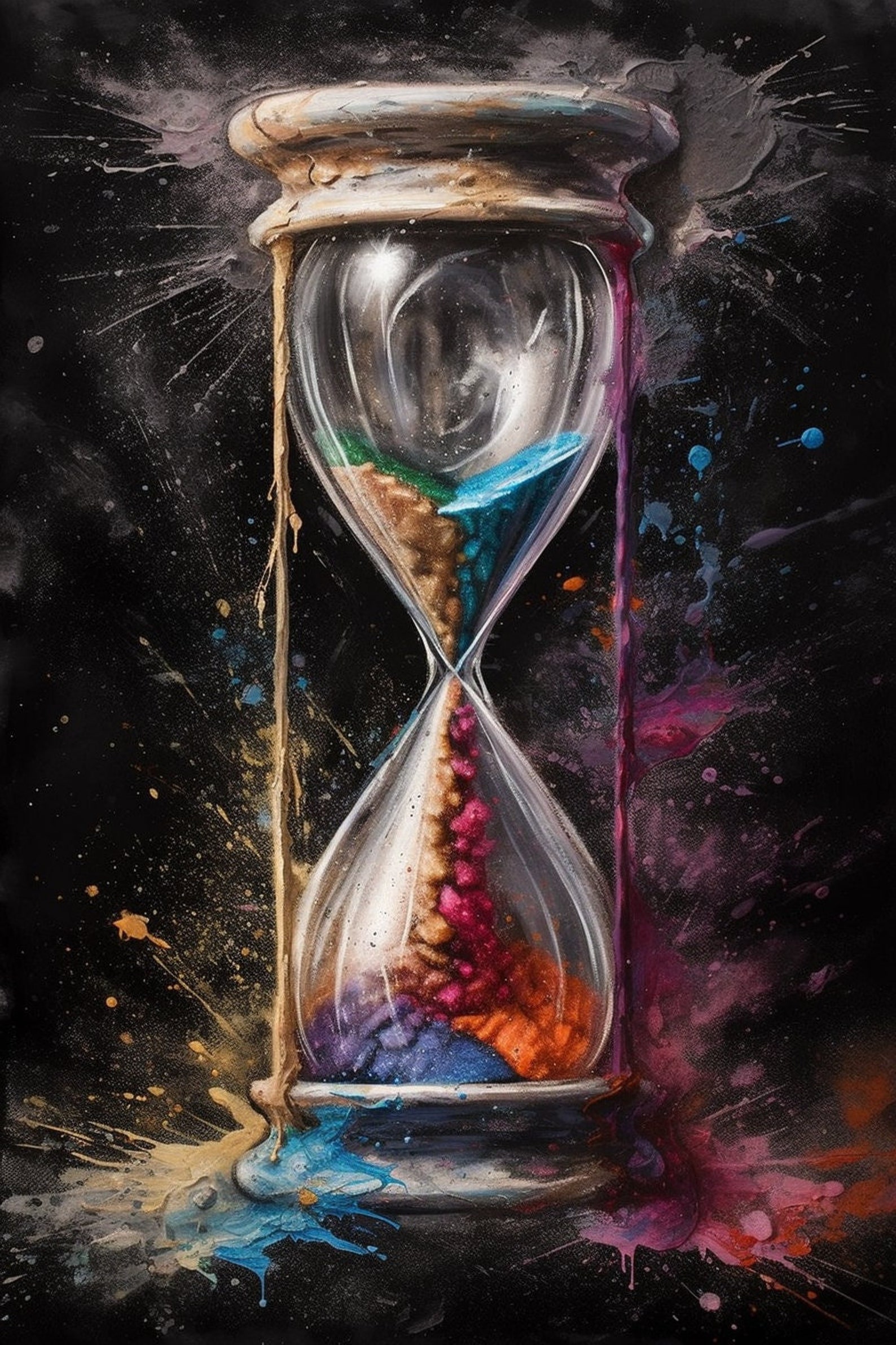 Enchanted Hourglass - Watercolor Painting as AI Art, Downloadable - JPG ...