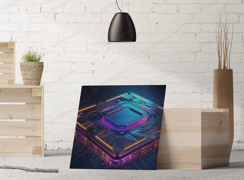 Circuit Board Neon CPU Posters Digital Art PC Technology Download I PNG ...
