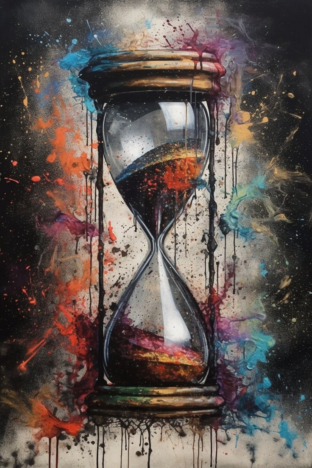 Enchanted Hourglass - Watercolor Painting as AI Art, Downloadable - JPG ...